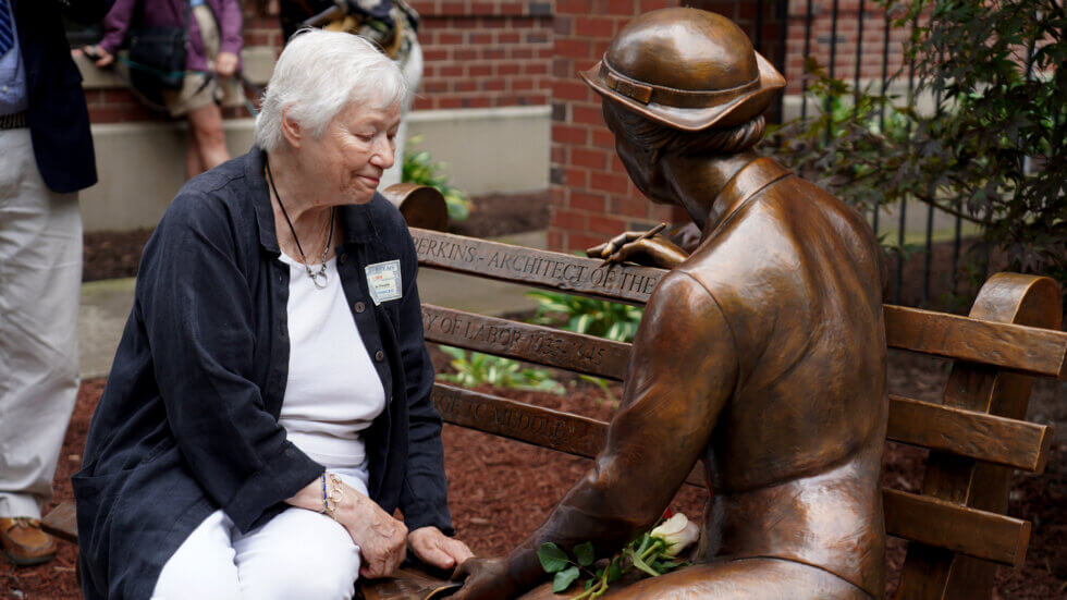 Statues of Lucy Brown and Frances Perkins - Ithaca Neighborhood Housing