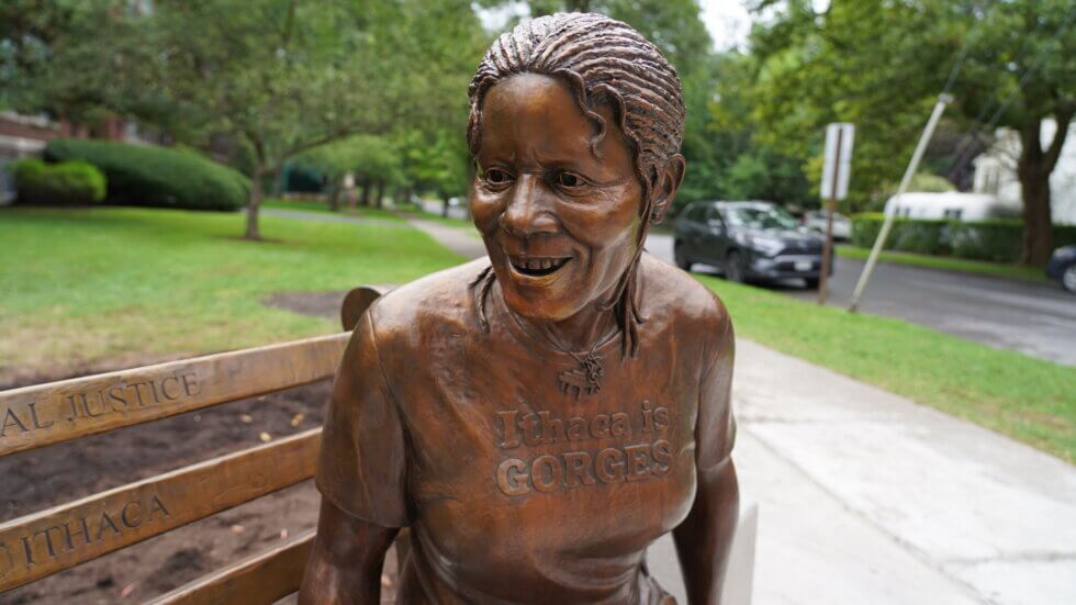 Statues of Lucy Brown and Frances Perkins - Ithaca Neighborhood Housing